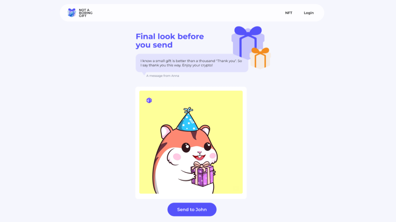 How to gift an NFT gift? - Not a Boring Gift